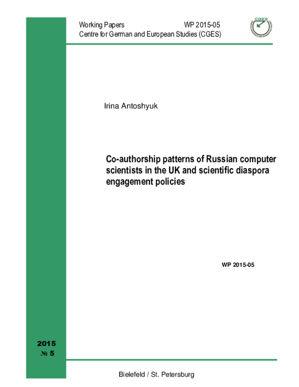 (PDF) Co-authorship patterns of Russian computer scientists in the UK ...