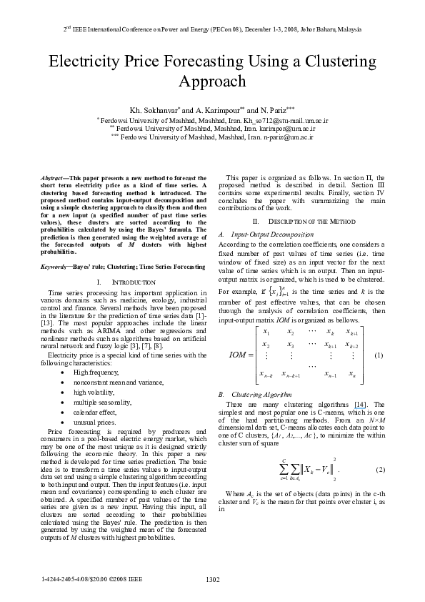 (PDF) Electricity price forecasting using a clustering approach