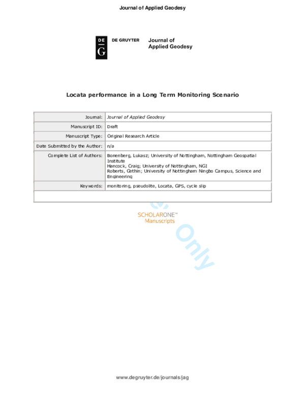 (PDF) Locata performance in a long term monitoring