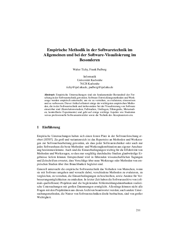 (PDF) Empirische Methodik in der Softwaretechnik im Allgemeinen und bei der Software ...