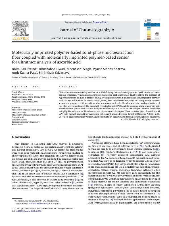 (PDF) Molecularly imprinted polymer-based solid-phase extraction combined with molecularly ...