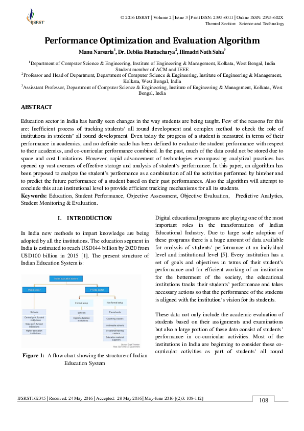 (PDF) Performance Optimization and Evaluation Algorithm