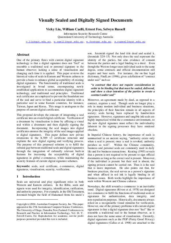 Visually Sealed and Digitally Signed Documents