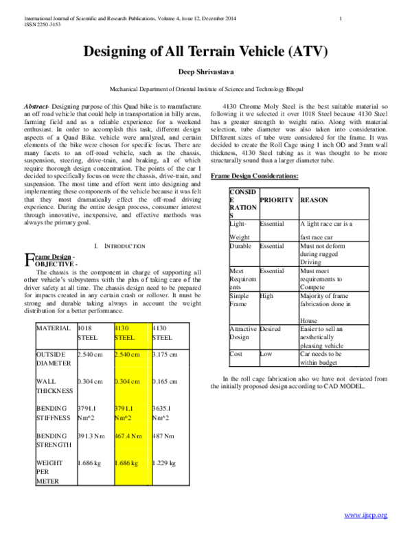 (PDF) Designing of All Terrain Vehicle (ATV