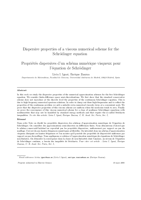 Pdf Dispersive Properties Of A Viscous Numerical Scheme For The