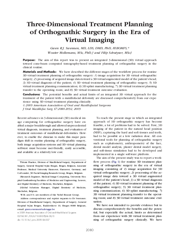 (PDF) Three-Dimensional Treatment Planning of Orthognathic Surgery in ...