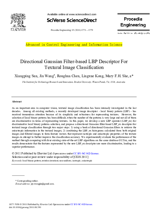 (PDF) Directional Gaussian Filter-based LBP Descriptor For Textural ...