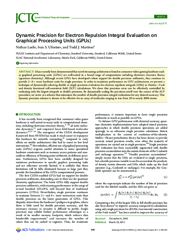 (PDF) Dynamic Precision for Electron Repulsion Integral Evaluation on ...