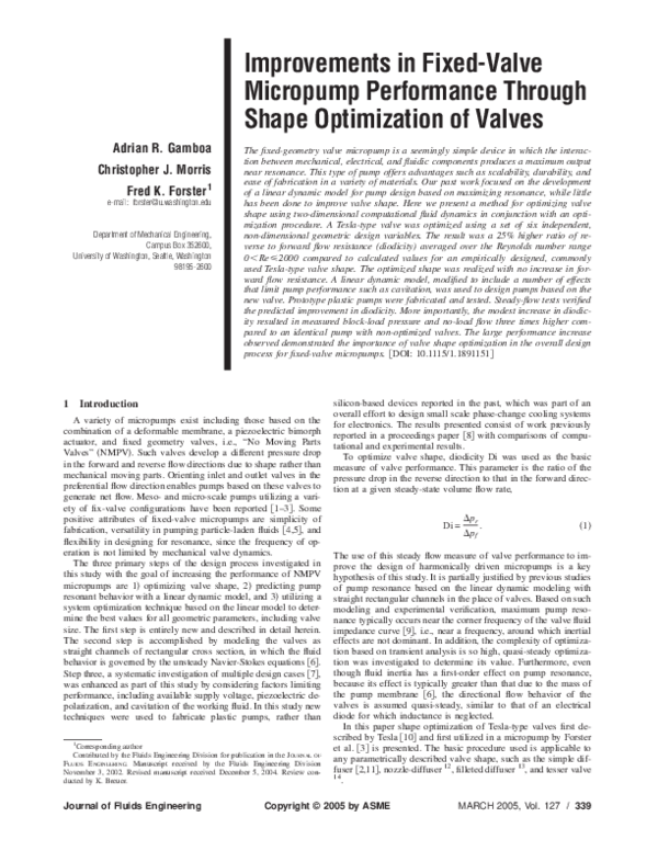 (PDF) Improvements in Fixed-Valve Micropump Performance Through Shape ...