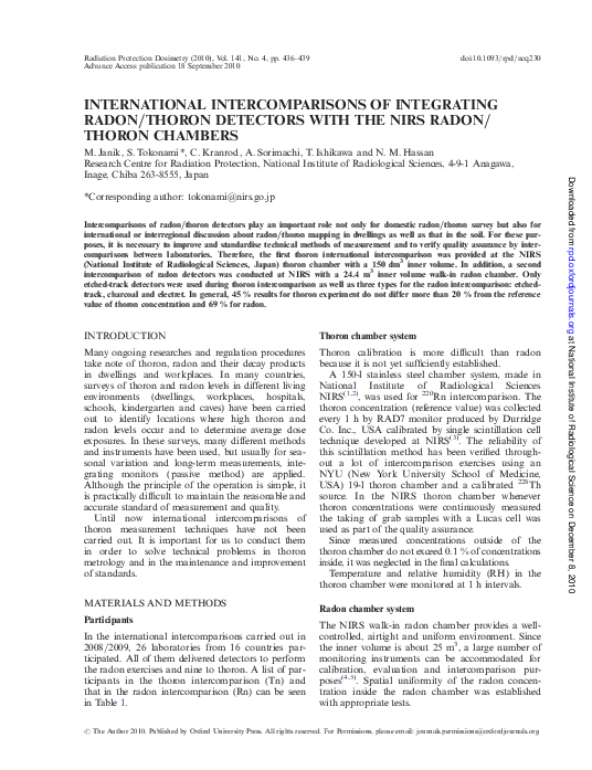 (PDF) International intercomparisons of integrating radon detectors in ...