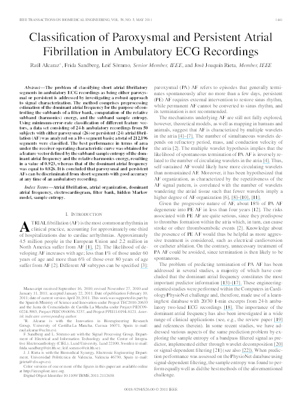 (PDF) Classification of Paroxysmal and Persistent Atrial Fibrillation ...