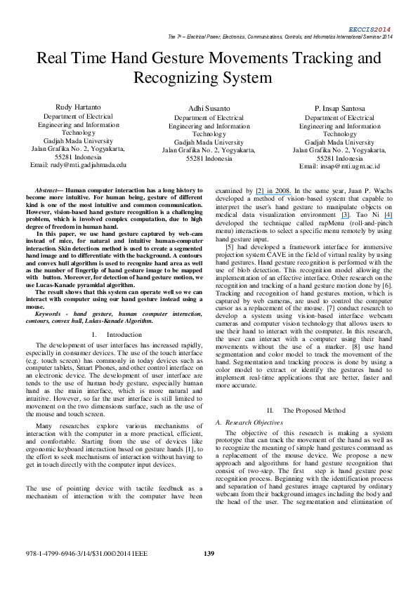 (PDF) Real time hand gesture movements tracking and recognizing system