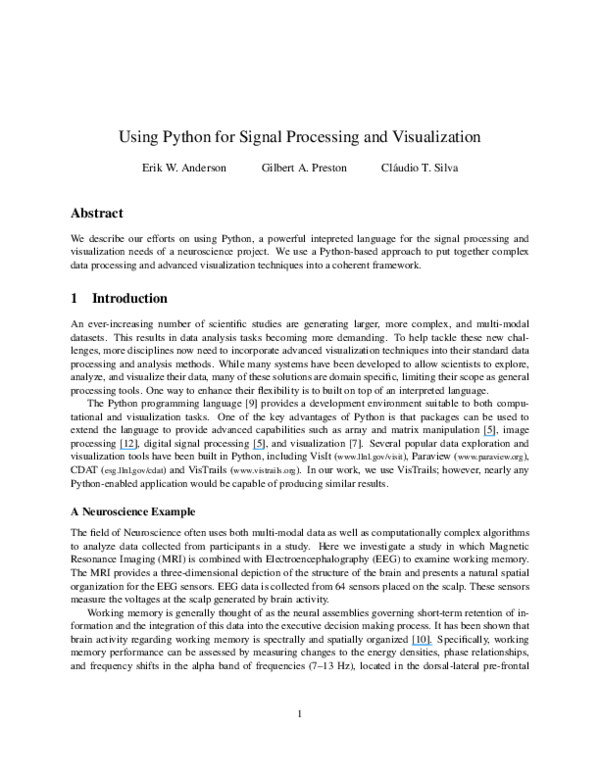 Pdf Using Python For Signal Processing And Visualization 