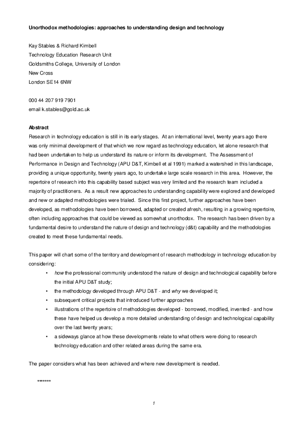 (PDF) Unorthodox methodologies: Approaches to understanding design and ...