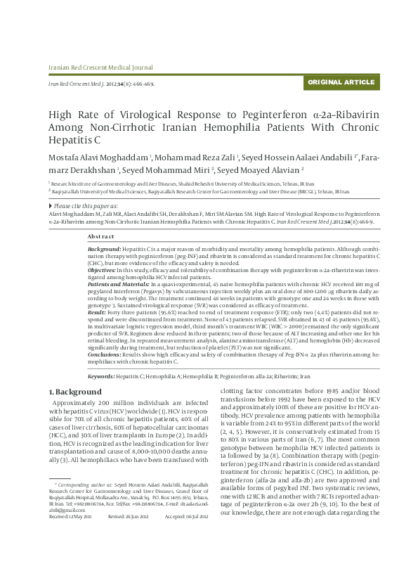 (PDF) High Rate of Virological Response to Peginterferon α-2a–Ribavirin ...