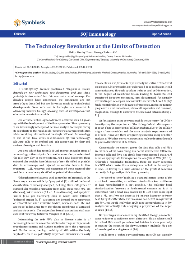 (PDF) The Technology Revolution at the Limits of Detection