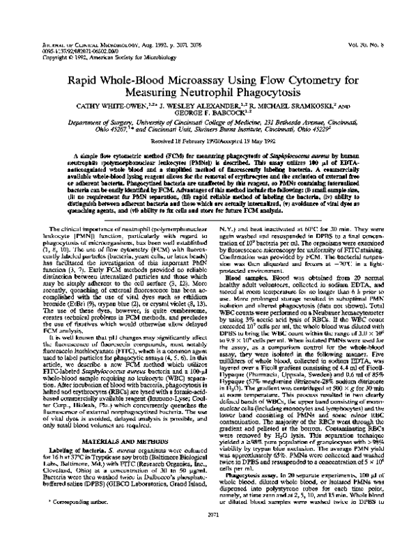 (PDF) A rapid whole blood microassay for neutrophil phagocytosis using ...