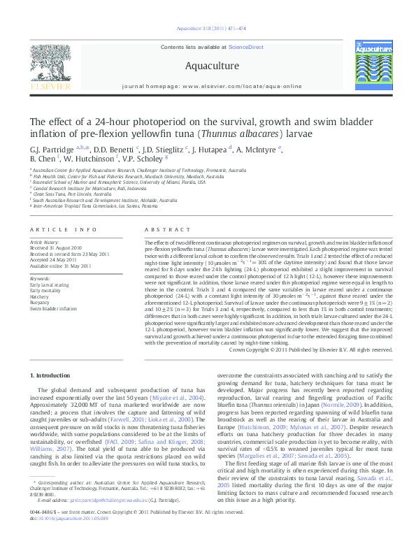 (PDF) The effect of a 24-hour photoperiod on the survival, growth and ...