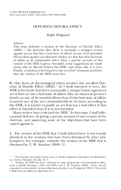 (PDF) Defending Double Effect