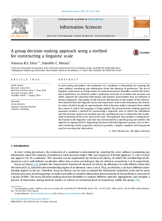 (PDF) A group decision-making approach using a method for constructing a linguistic scale