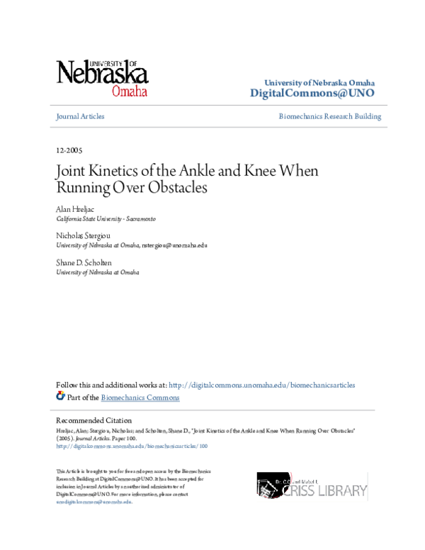 (PDF) Joint kinetics of the ankle and knee when running over obstacles