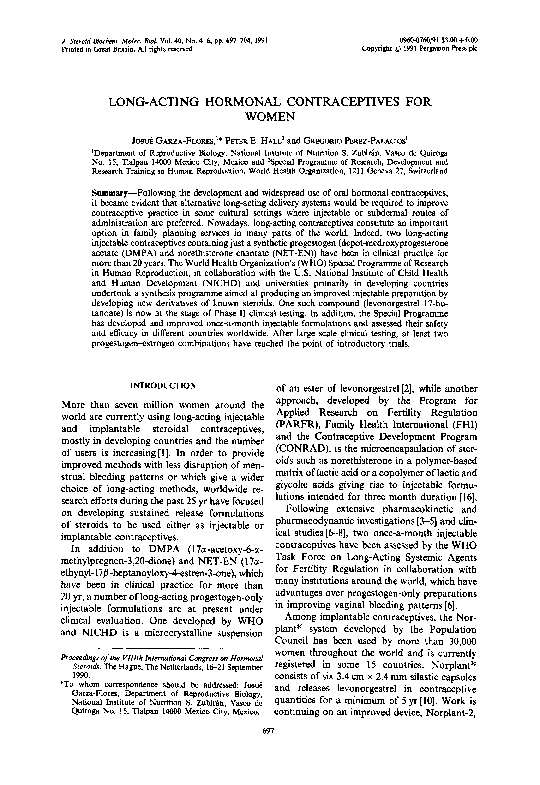 (PDF) Long-acting hormonal contraceptives for women