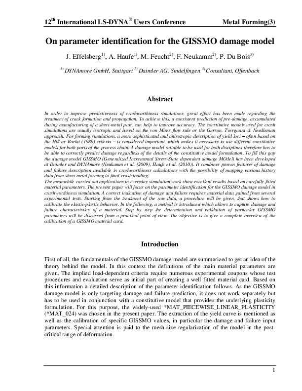 (PDF) 2 th International LS-DYNA ® Users Conference Metal Forming(3) On ...