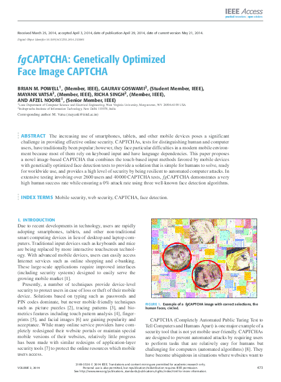 (PDF) fgCAPTCHA: Genetically Optimized Face Image CAPTCHA 5