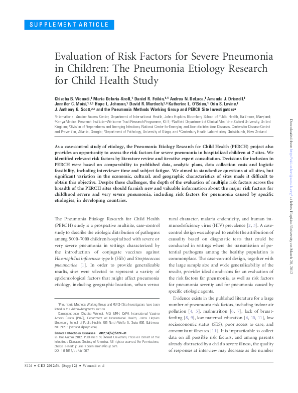 (PDF) Evaluation of Risk Factors for Severe Pneumonia in Children: The ...