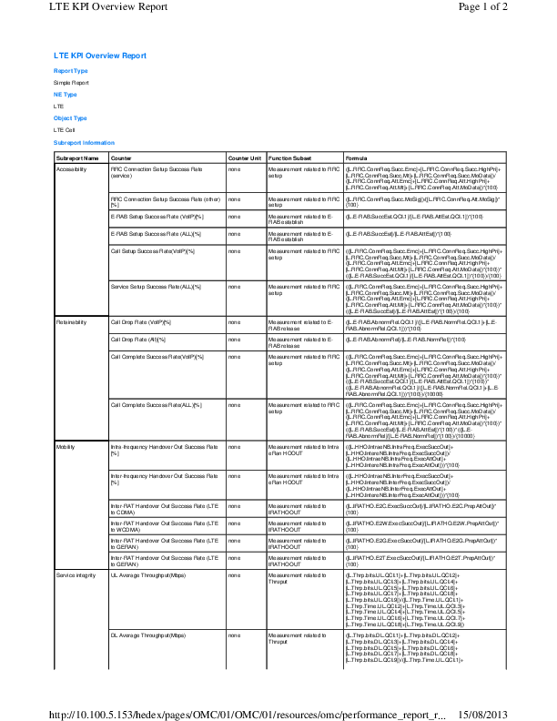 (PDF) LTE KPI Overview Report