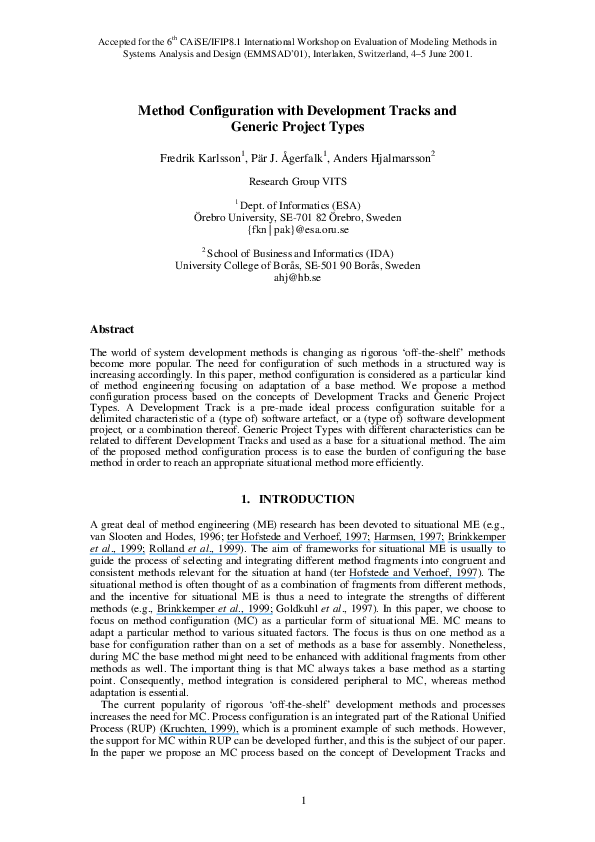 Pdf Method Configuration With Development Tracks And Generic Project