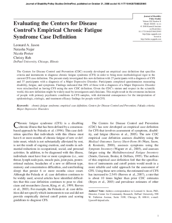 (PDF) Evaluating the Centers for Disease Control's Empirical Chronic ...