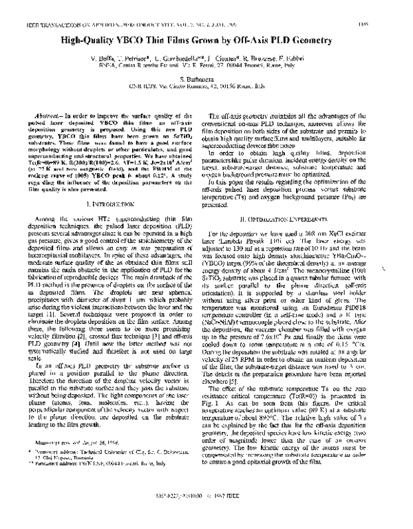 (PDF) High-quality YBCO thin films grown by off-axis PLD geometry