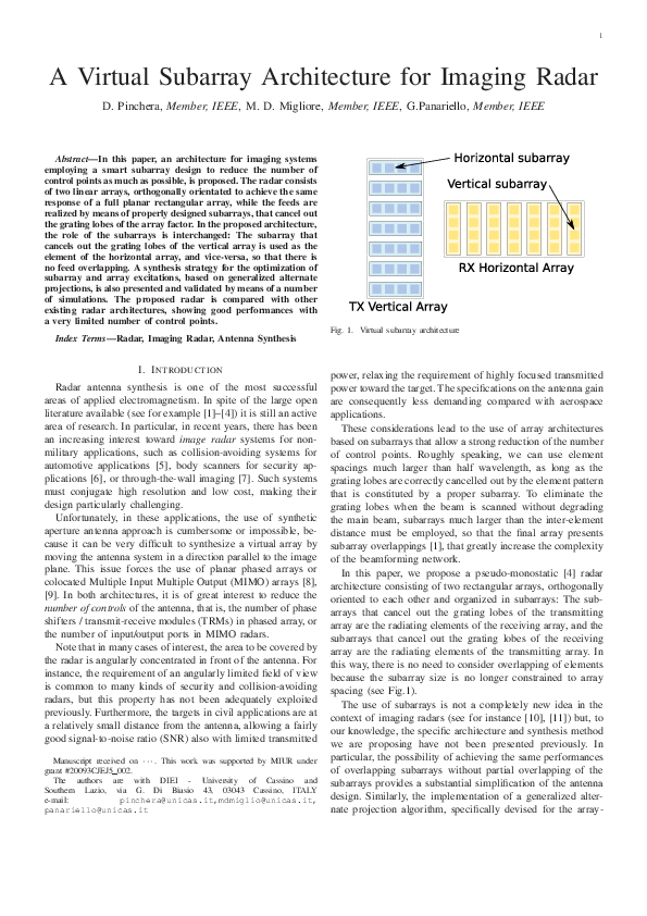 (PDF) A Virtual Subarray Architecture for Imaging Radar
