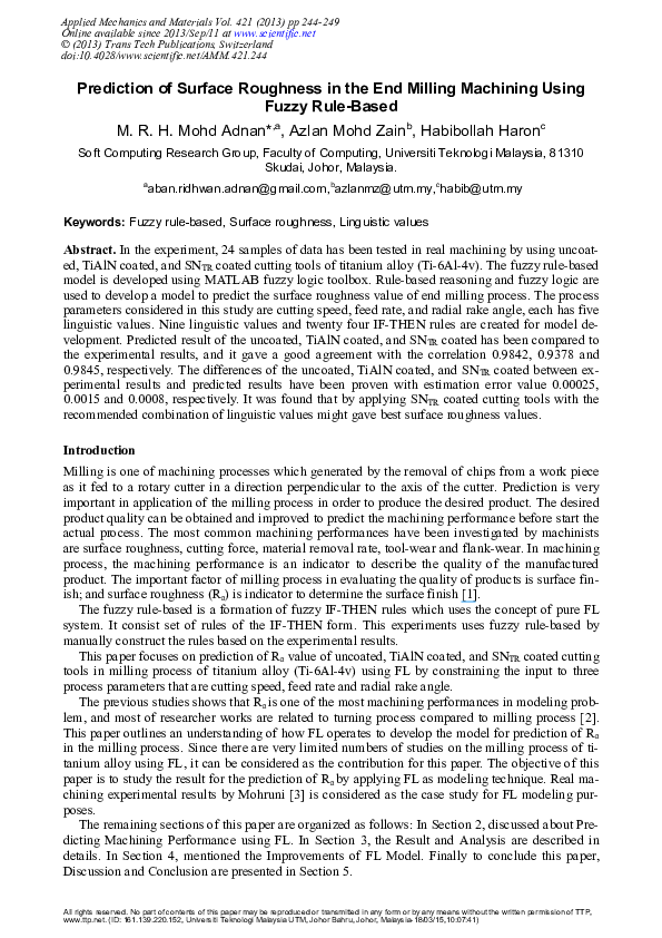 Pdf Prediction Of Surface Roughness In End Milling Process Using Intelligent Systems A