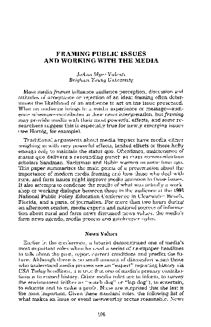 (PDF) Framing Public Issues and Working with the Media