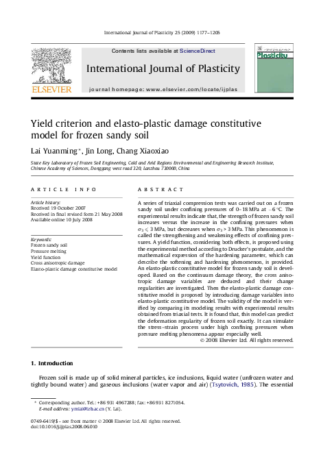 (PDF) Yield criterion and elasto-plastic damage constitutive model for ...