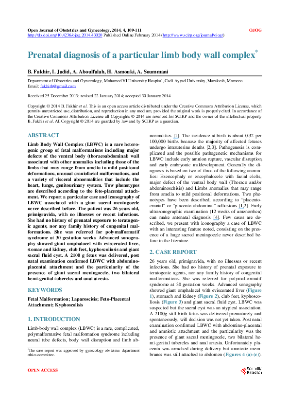 (PDF) New case of limb body-wall complex associated with sirenomelia ...