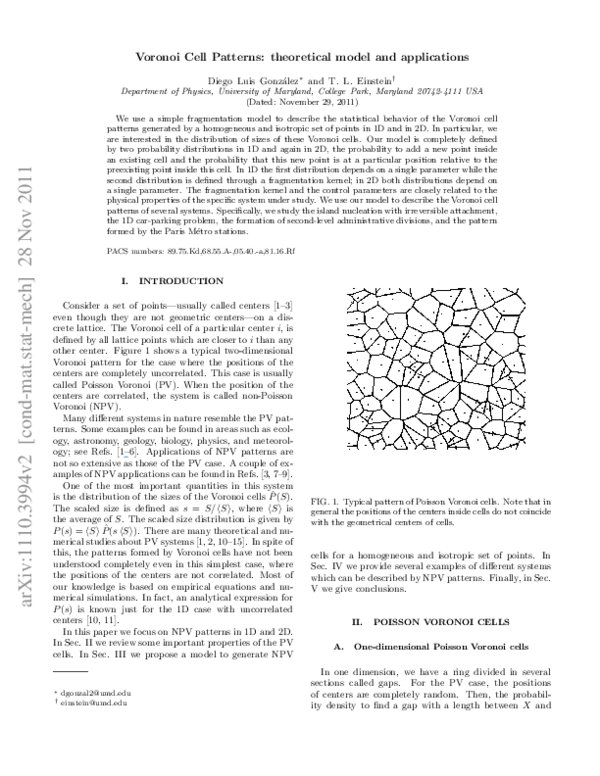 (PDF) Voronoi cell patterns: Theoretical model and applications