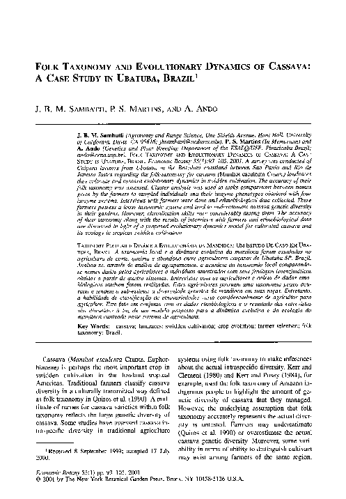 (PDF) Folk taxonomy and evolutionary dynamics of cassava: A case study ...