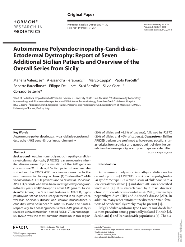 (PDF) Autoimmune polyendocrinopathy-candidiasis-ectodermal dystrophy ...