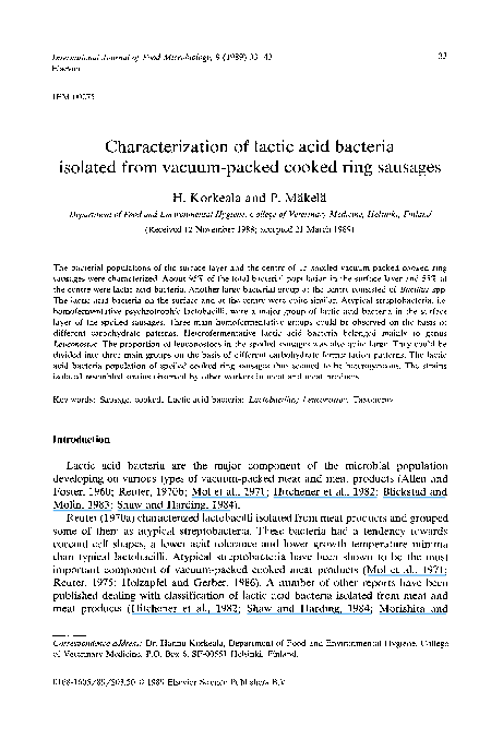 (PDF) Characterization of lactic acid bacteria isolated from infant faeces as potential ...