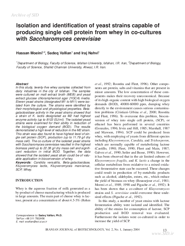 (PDF) Isolation and identification of yeast strains capable of producing single cell protein ...