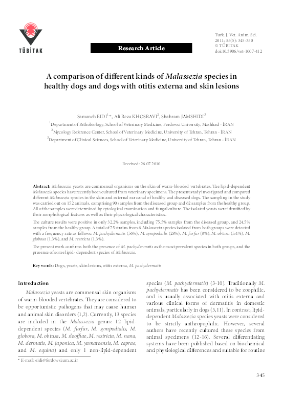 (PDF) A comparison of different kinds of Malassezia species in healthy ...