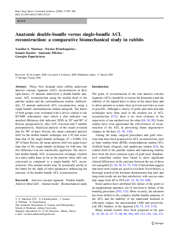 (PDF) Anatomic double-bundle versus single-bundle ACL reconstruction: a ...