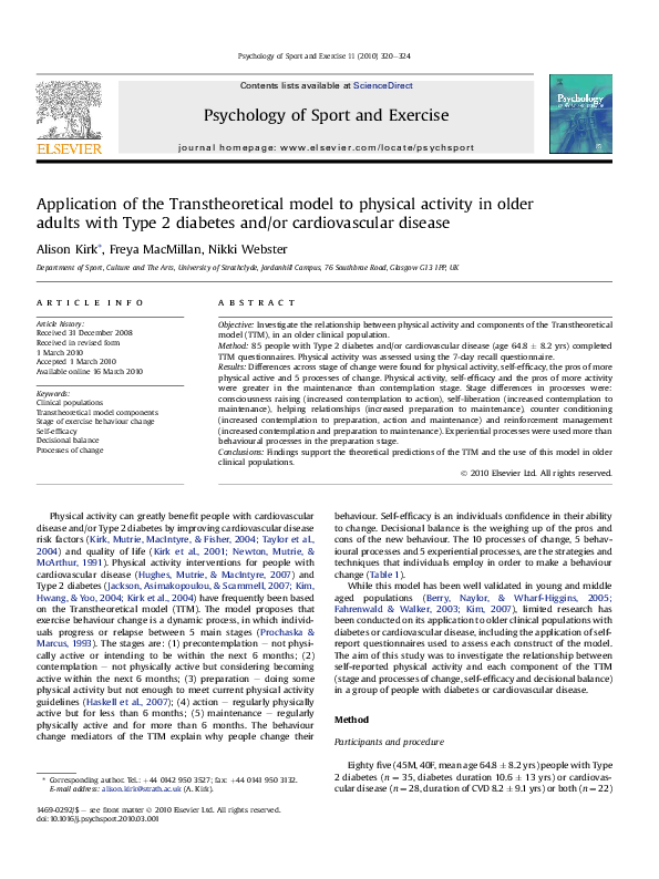 (PDF) Application of the Transtheoretical model to physical activity in ...