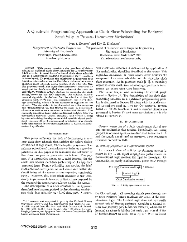 (PDF) A quadratic programming approach to clock skew scheduling for reduced sensitivity to ...