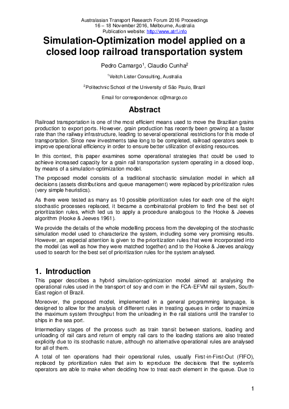 Simulation-Optimization model applied on a closed loop railroad transportation system