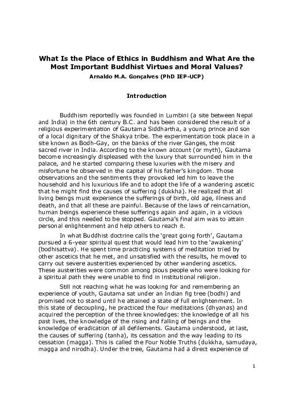 (PDF) What Is the Place of Ethics in Buddhism and What Are the Most ...