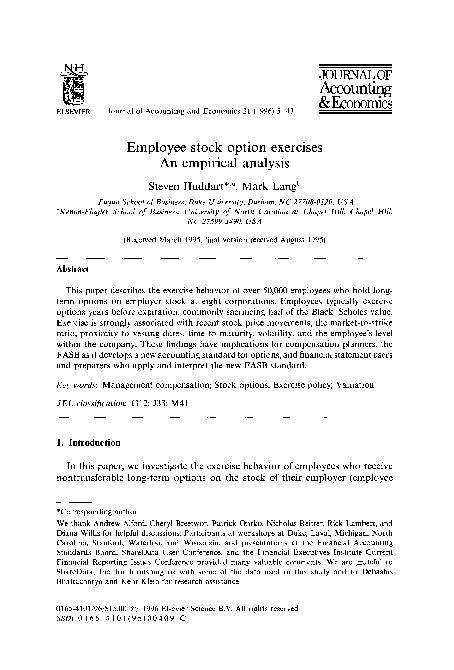 (PDF) Employee stock option exercises an empirical analysis